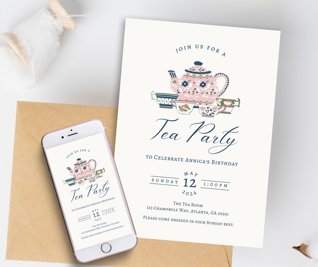 Vintage Garden Tea Party Invitation Template Floral Afternoon Tea ...