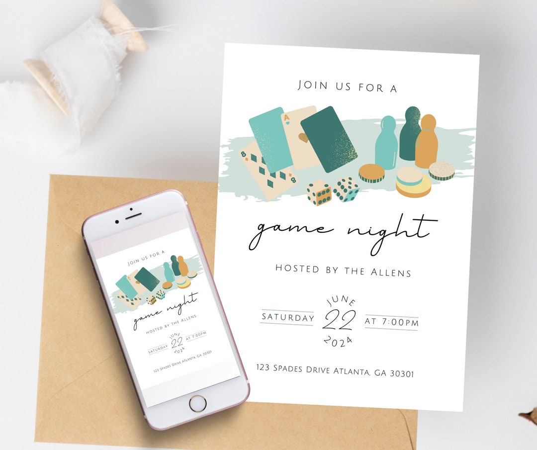 Cute Game Night Invitation Template Girl's Night Party Invite Board ...