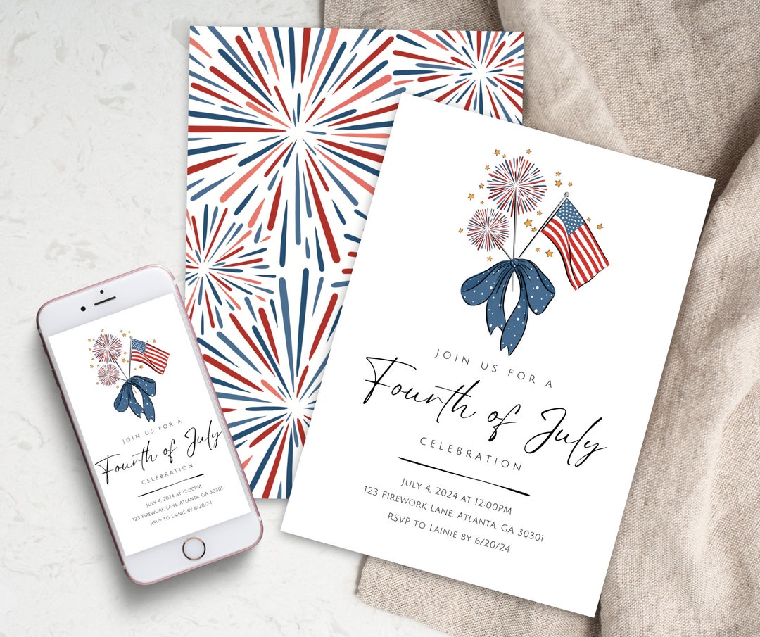 Cute Fourth of July Party Invite Instant Download Printable Template ...