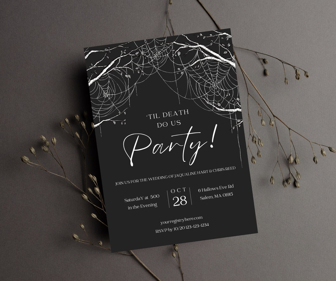 Spooky Spiderweb Wedding Invitation Template | Digital Download ...