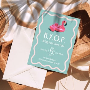 Teal Bring Your Own Pool Party Invitation Template Digital Summer Party ...