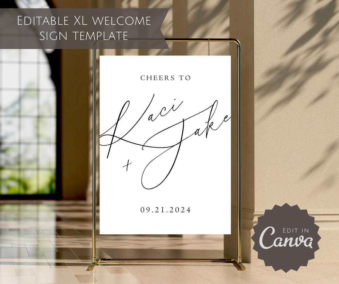 Minimalist Wedding Welcome Sign Template Cheers to Love Modern ...