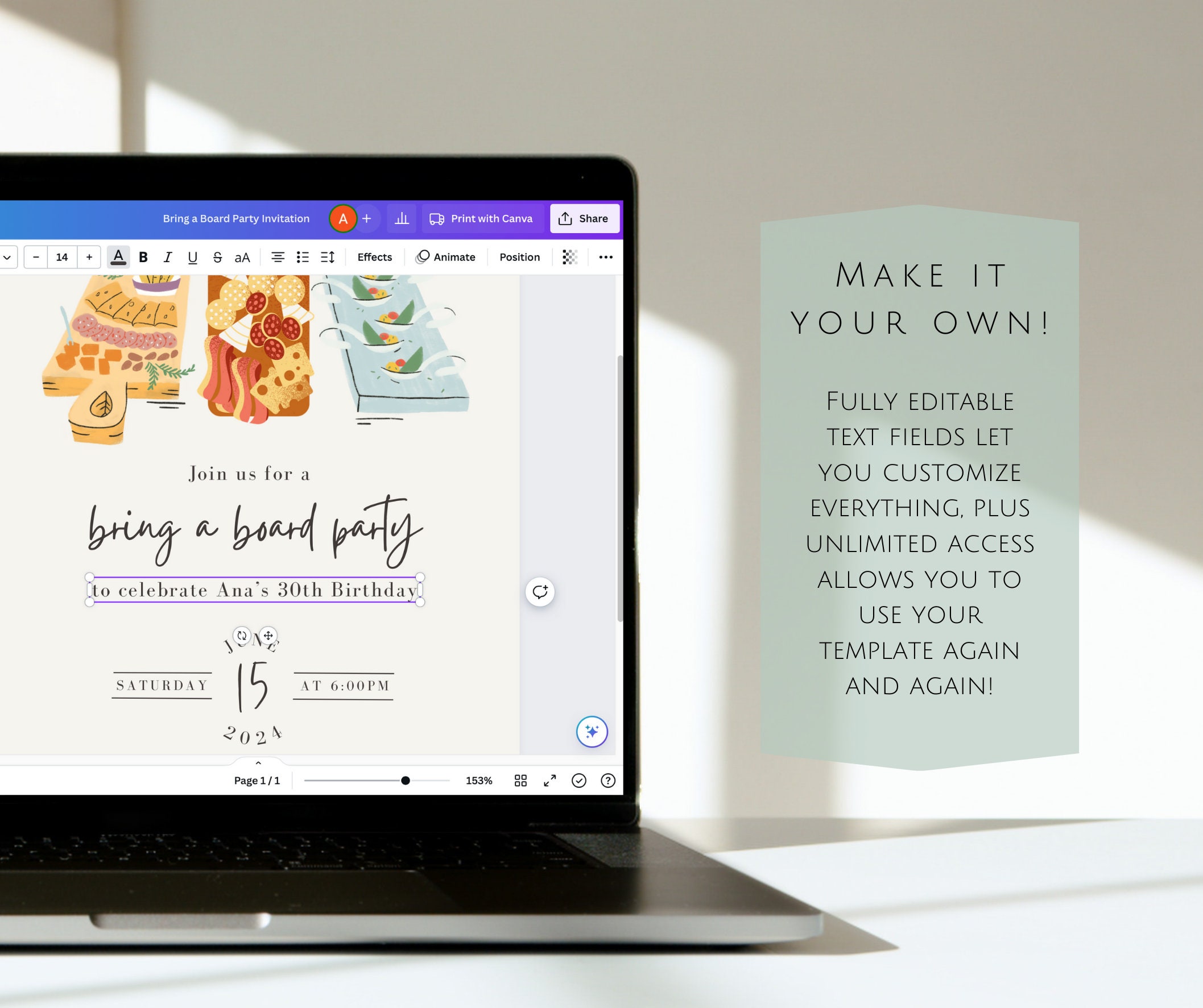 Cute Charcuterie Board Party Invitation Template Girls Night Invite ...