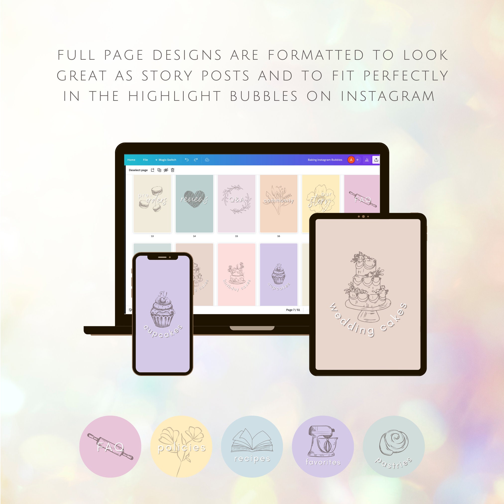 Baking Instagram Story Highlight Covers Pastel IG Highlight Bubbles ...