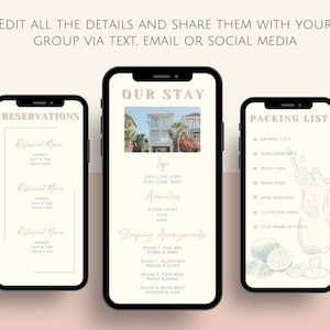 Family Beach Trip Mobile Itinerary | Family Vacation Invitation Digital ...