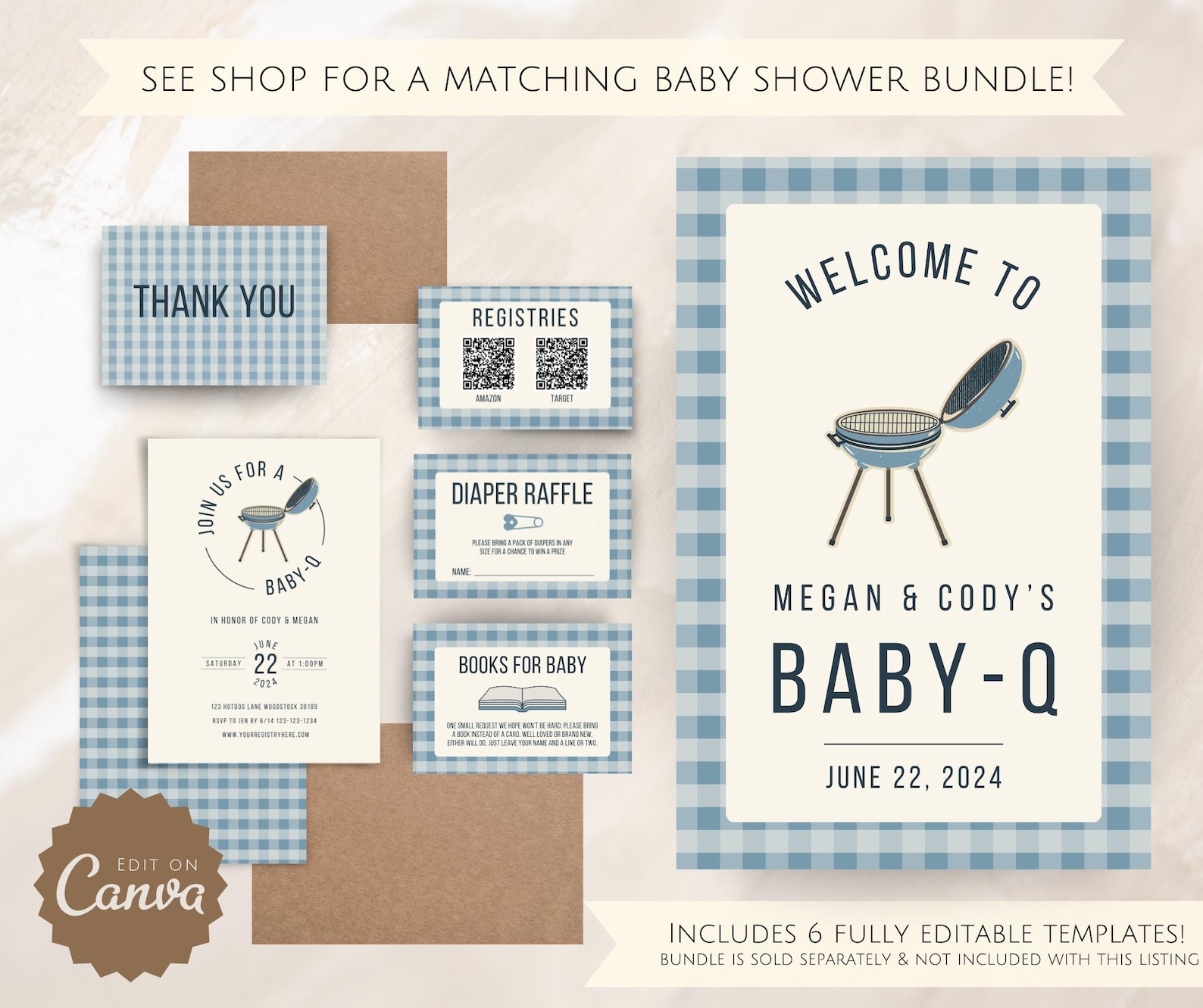 Blue Baby-q Barbecue Baby Shower Party Signs | BBQ Bar Menu Sign ...