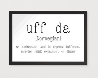 UFF DA Untranslatable Norwegian Words Definition & Design Poster - Etsy