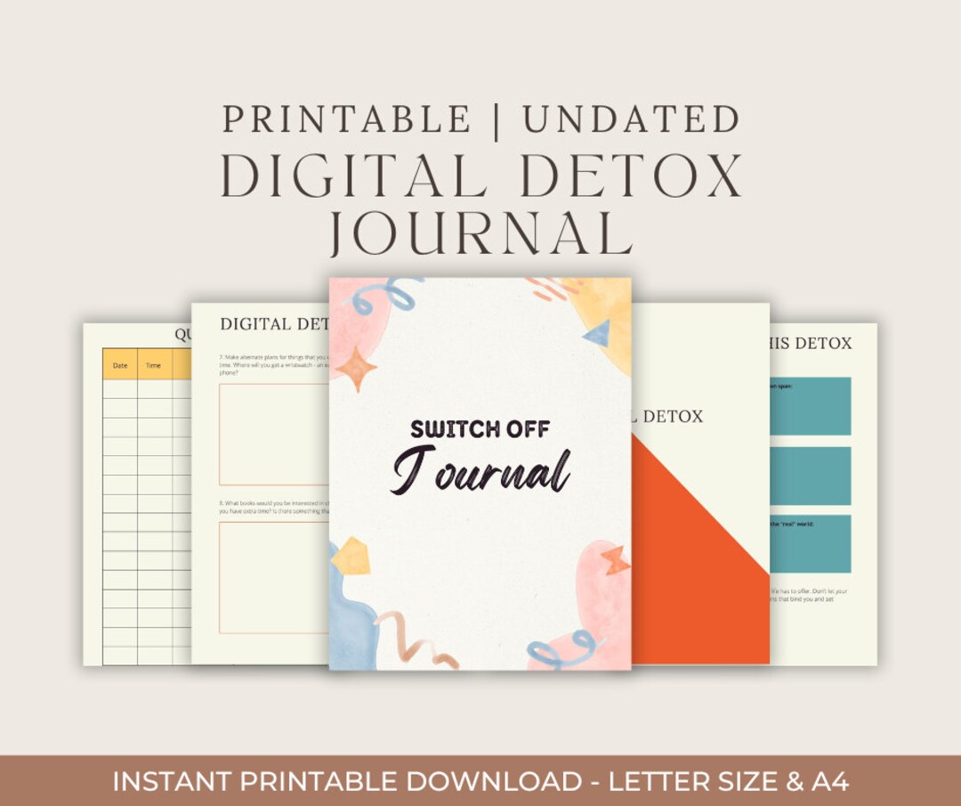 Digital Detox Planner Printable PDF Mindful Tech-free Living, Self-care ...