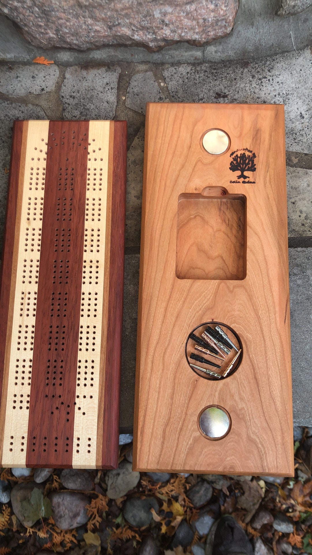 Deluxe Cribbage Board Set Stripe Pattern - Etsy