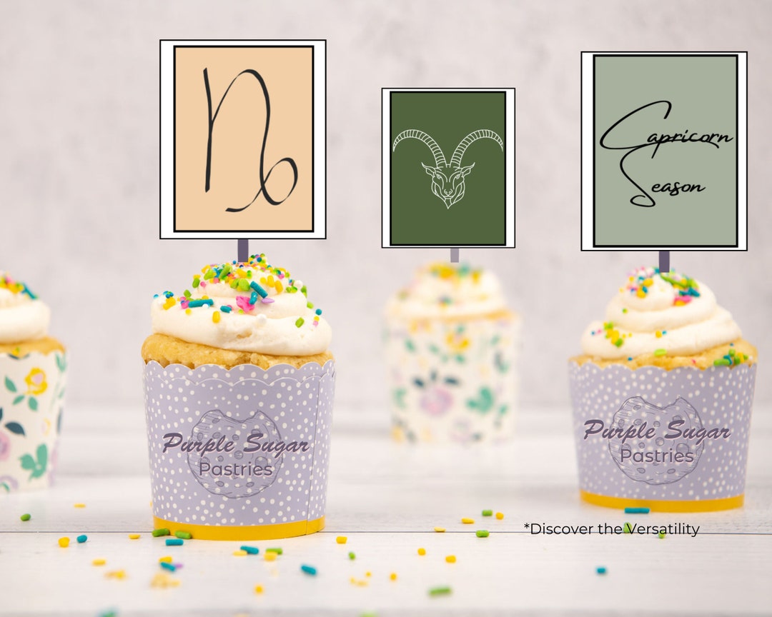 Capricorn Zodiac Printable – Hand-drawn Cupcake Toppers, Tags, Labels ...