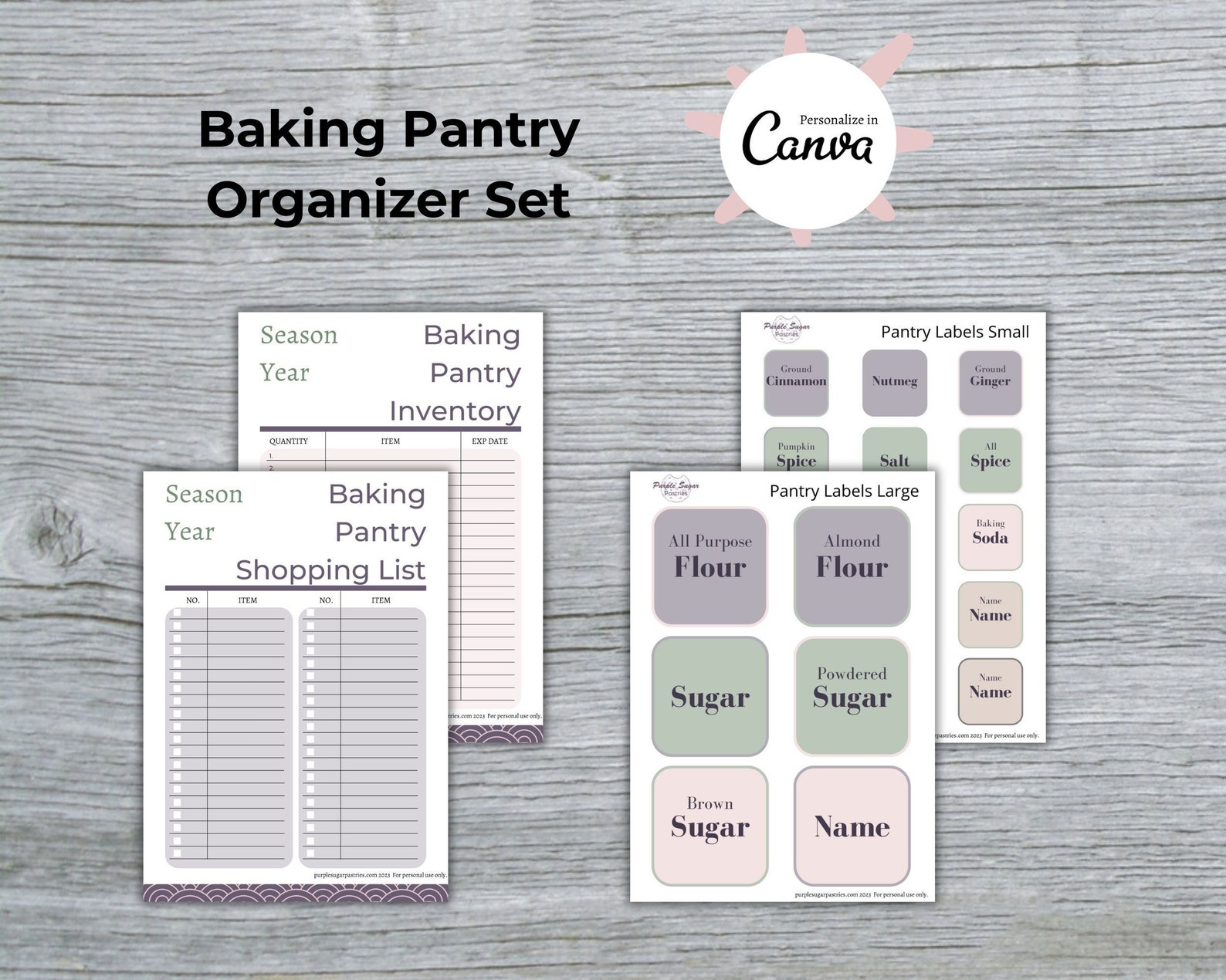 Pantry Organizer Canva Template – Baking Inventory, Shopping List ...