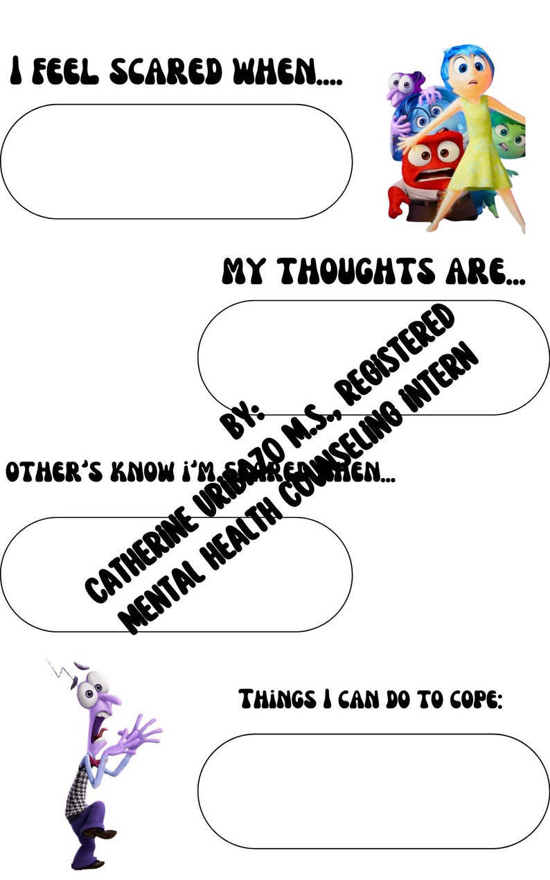 Therapy Worksheets for Kids/psychoeducation/inside Out Emotions/fun ...