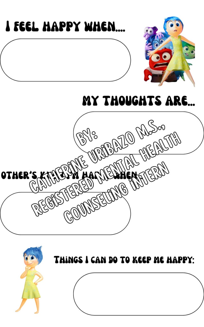 Worksheets for Therapy/psychoeducation/emotions for Kids/inside Out ...