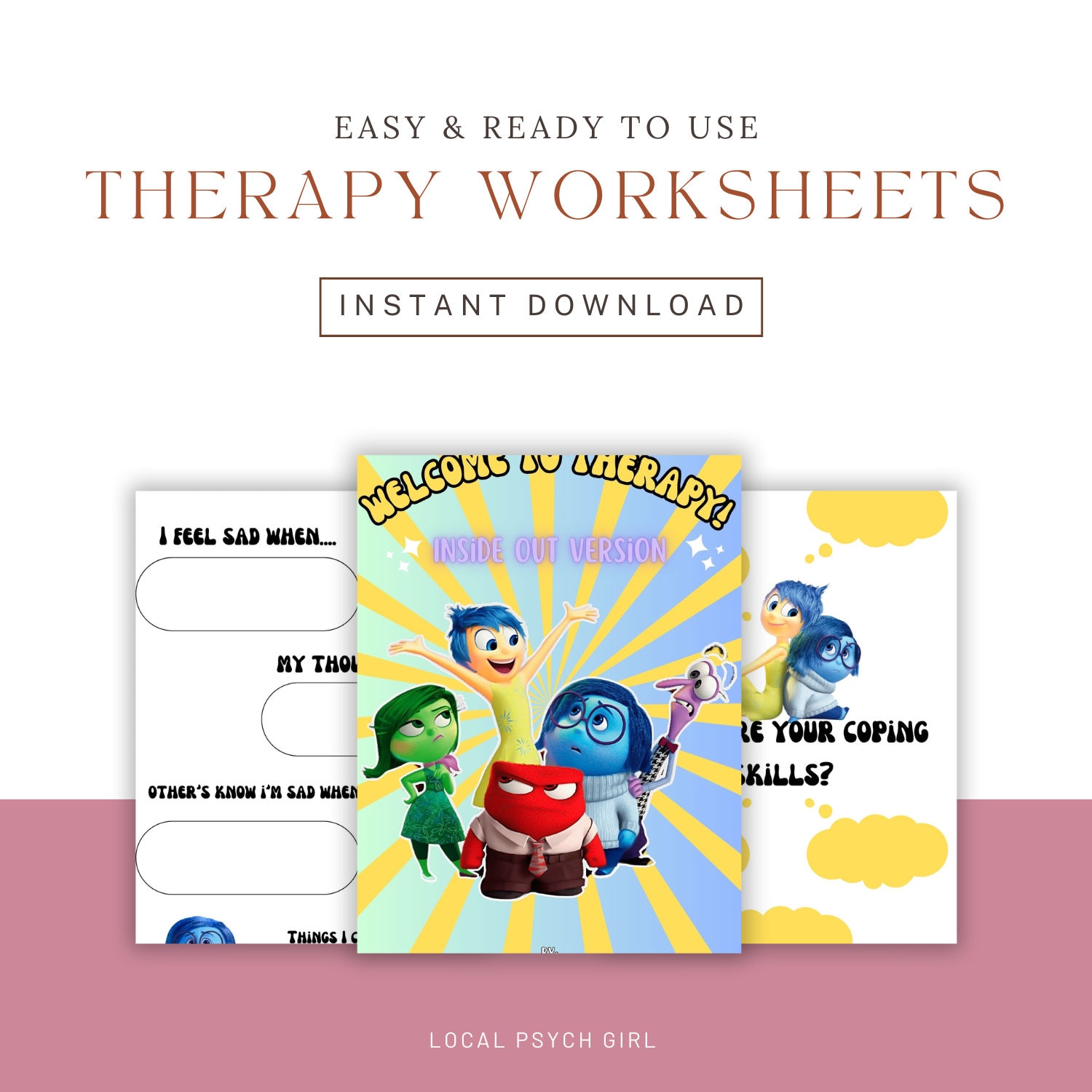 Therapy Worksheets for Kids/psychoeducation/inside Out Emotions/fun ...