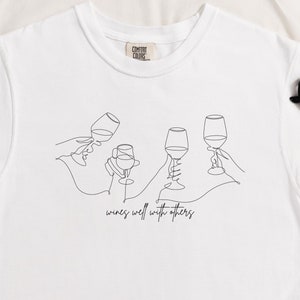 Fun Wine Shirt for Women, Wines Well With Others Tee, Minimalist Wine ...