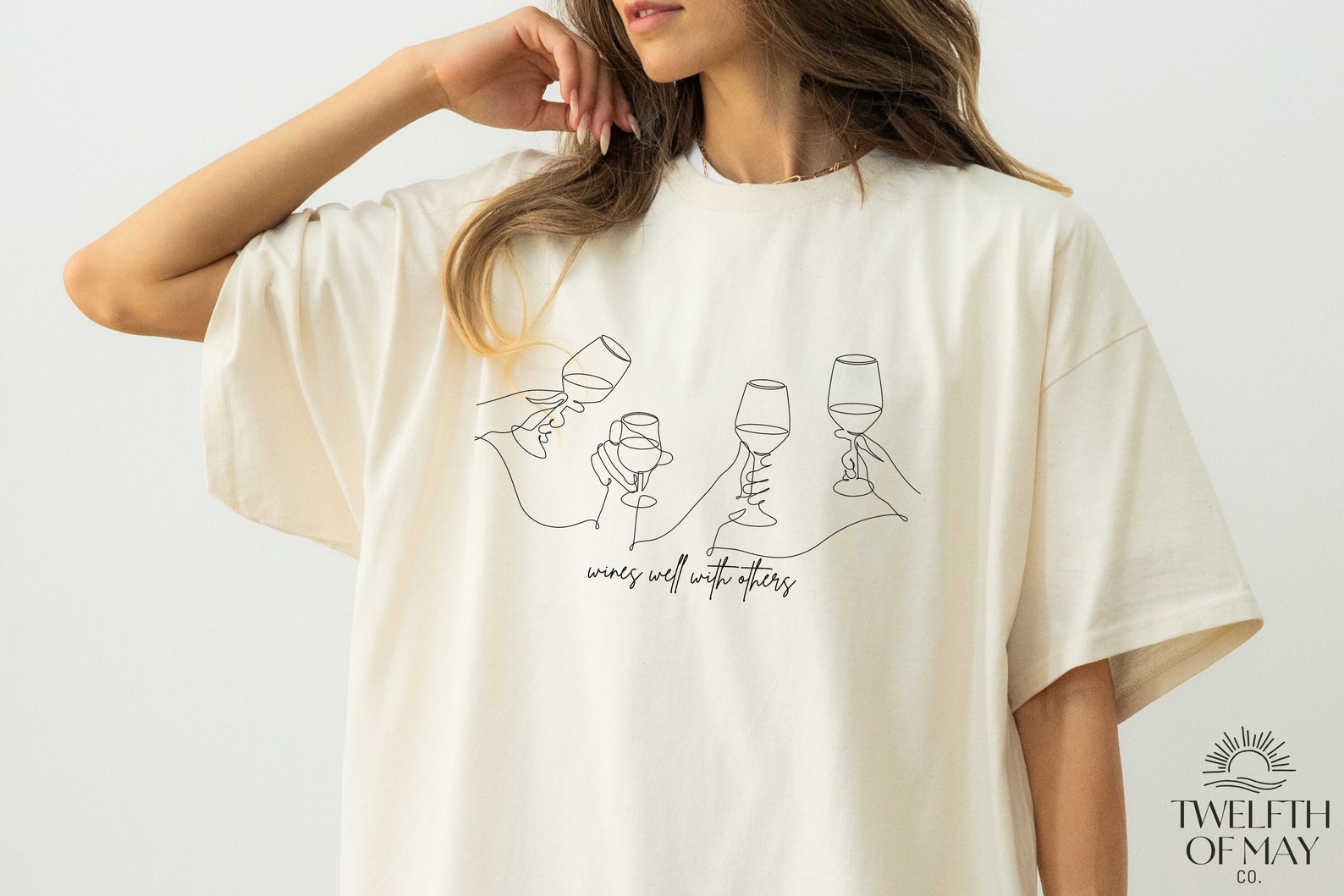 Fun Wine Shirt for Women, Wines Well With Others Tee, Minimalist Wine ...