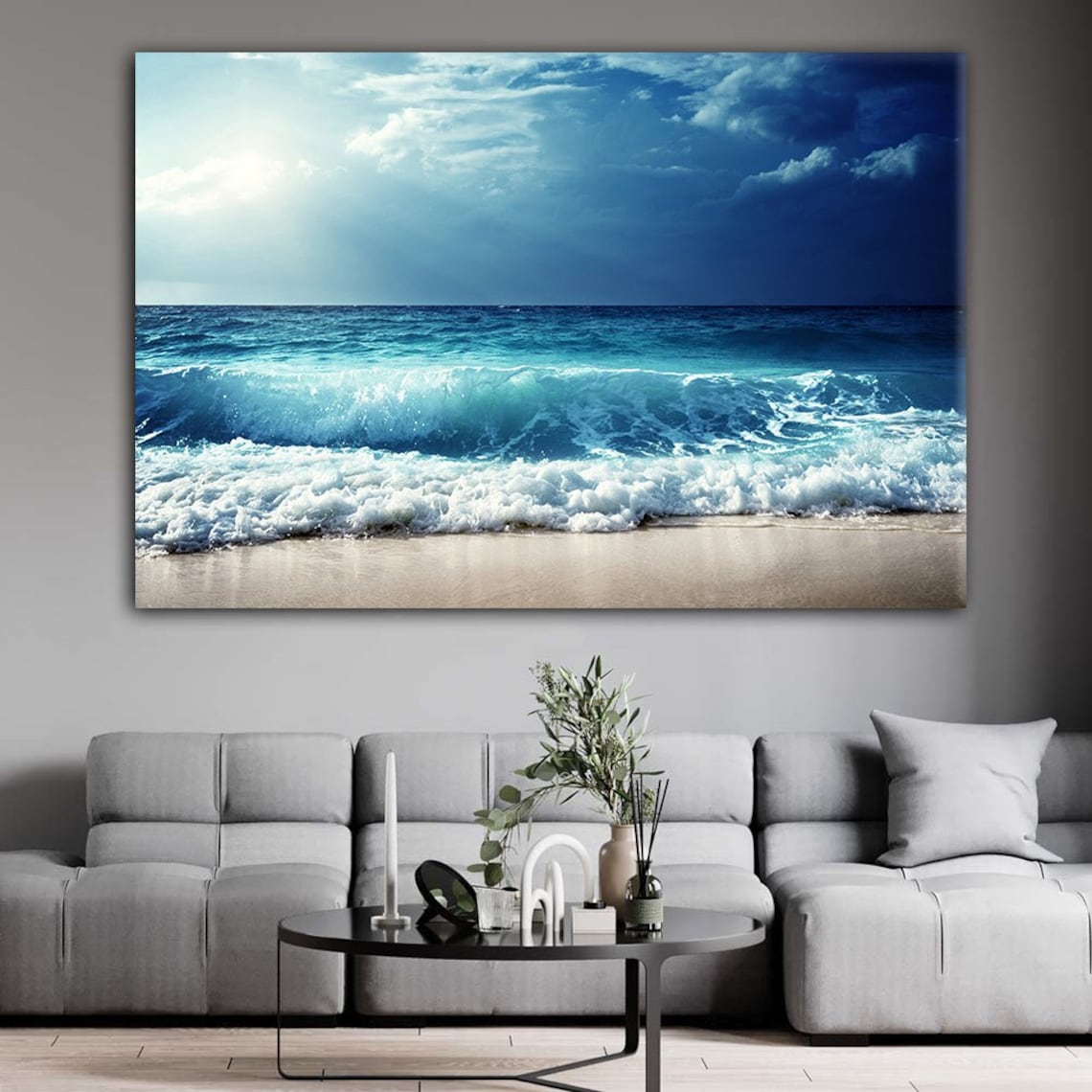 Ocean Beach Canvas Prints Sea Wave Canvas Wall Art Sea Landscape ...