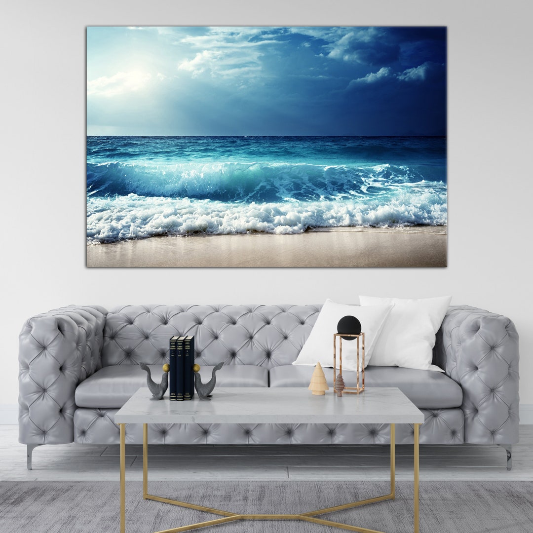 Ocean Beach Canvas Prints Sea Wave Canvas Wall Art Sea Landscape ...