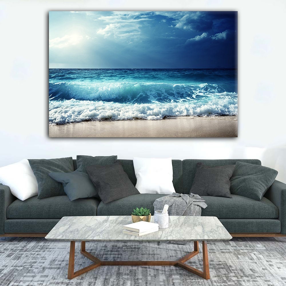 Ocean Beach Canvas Prints Sea Wave Canvas Wall Art Sea Landscape ...