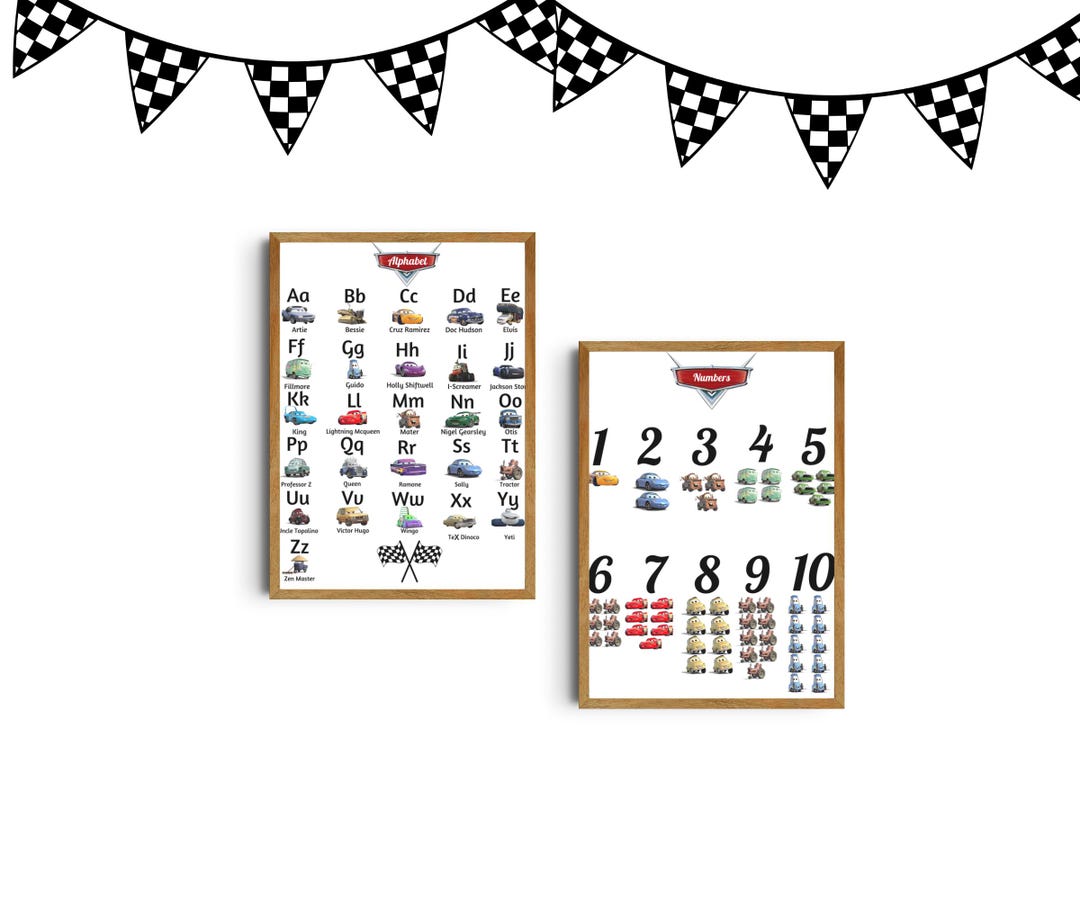 Pixar Cars Alphabet and Numbers Chart Digital Print - Etsy