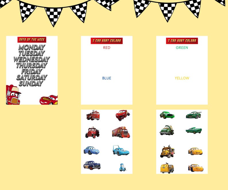 Pixar Cars Educational Digital Prints - Etsy