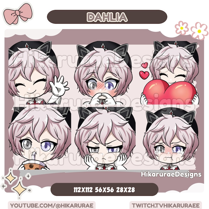 Dahlia Genshin Emote for Twitch & Discord – Cute Anime Boy Streamer ...