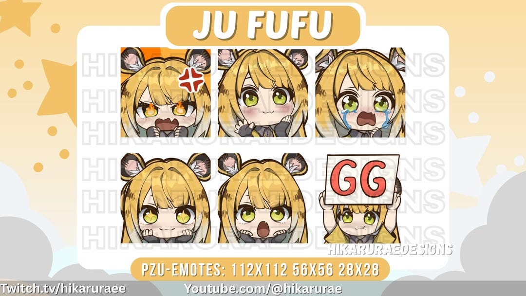 Ju Fufu ZZZ Emote Pack – Cute Anime Emotes for Twitch, Youtube, Discord ...