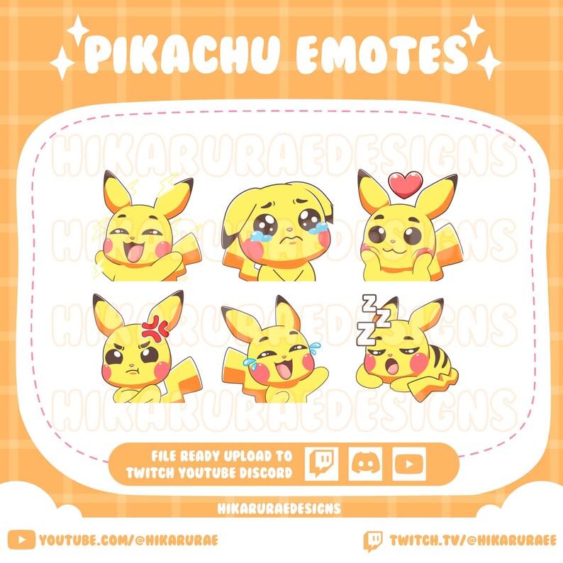 Pikachu Emote Pack – 6 Cute Pokémon Twitch Emotes for Streamers ...
