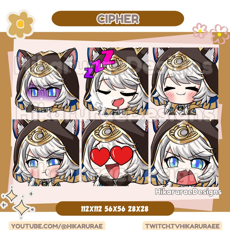 Cipher Emote Bundle Honkai: Star Rail | Cute Cat Twitch Emotes for ...