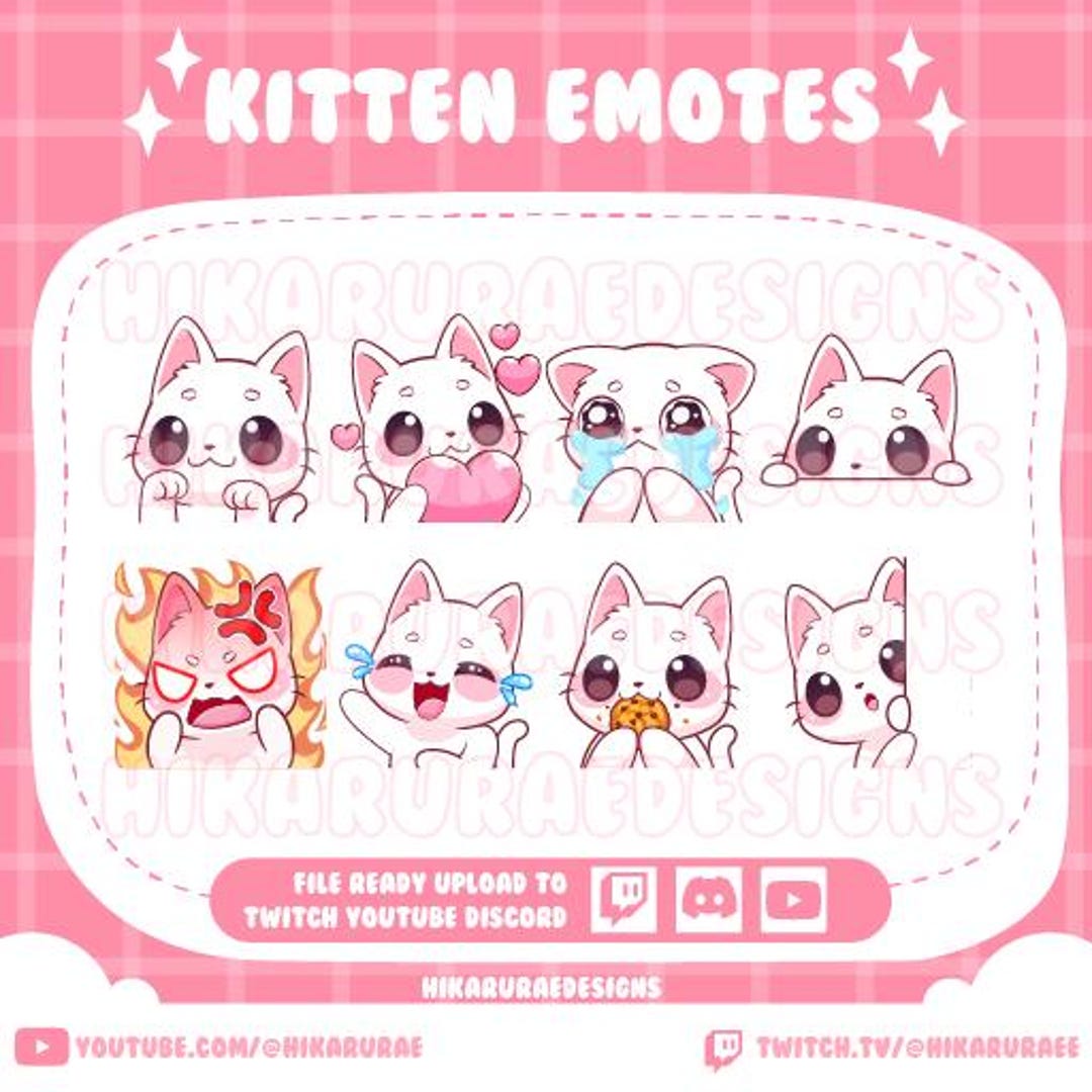 Cute Kitten Emote Pack for Twitch, Discord, Youtube – Adorable Cat ...