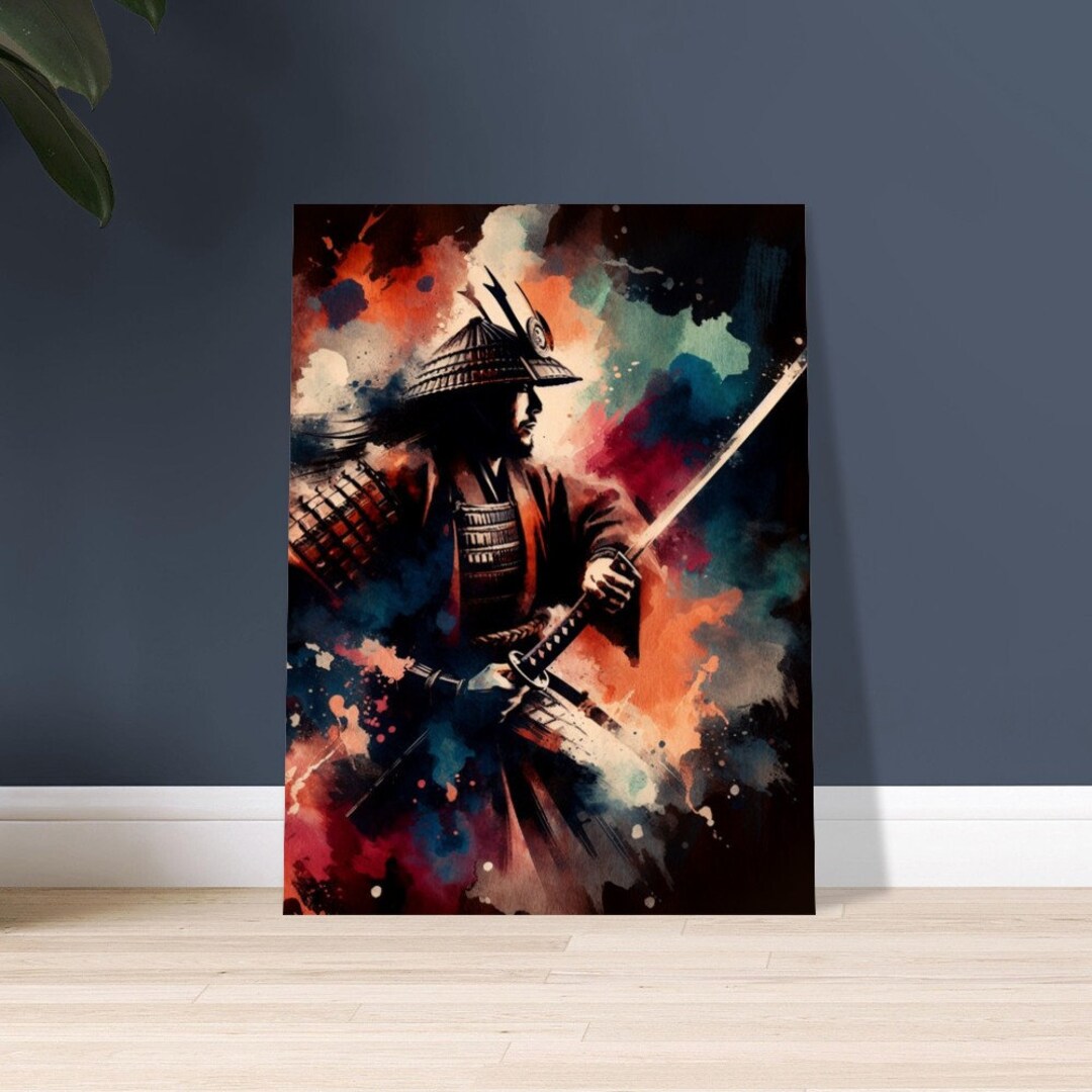 Samurai Warrior Watercolor Art Print | Abstract Samurai Wall Art ...