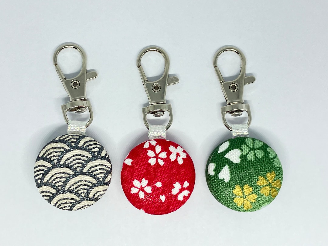 Japanese Fabric Covered Button Key Fob - Etsy