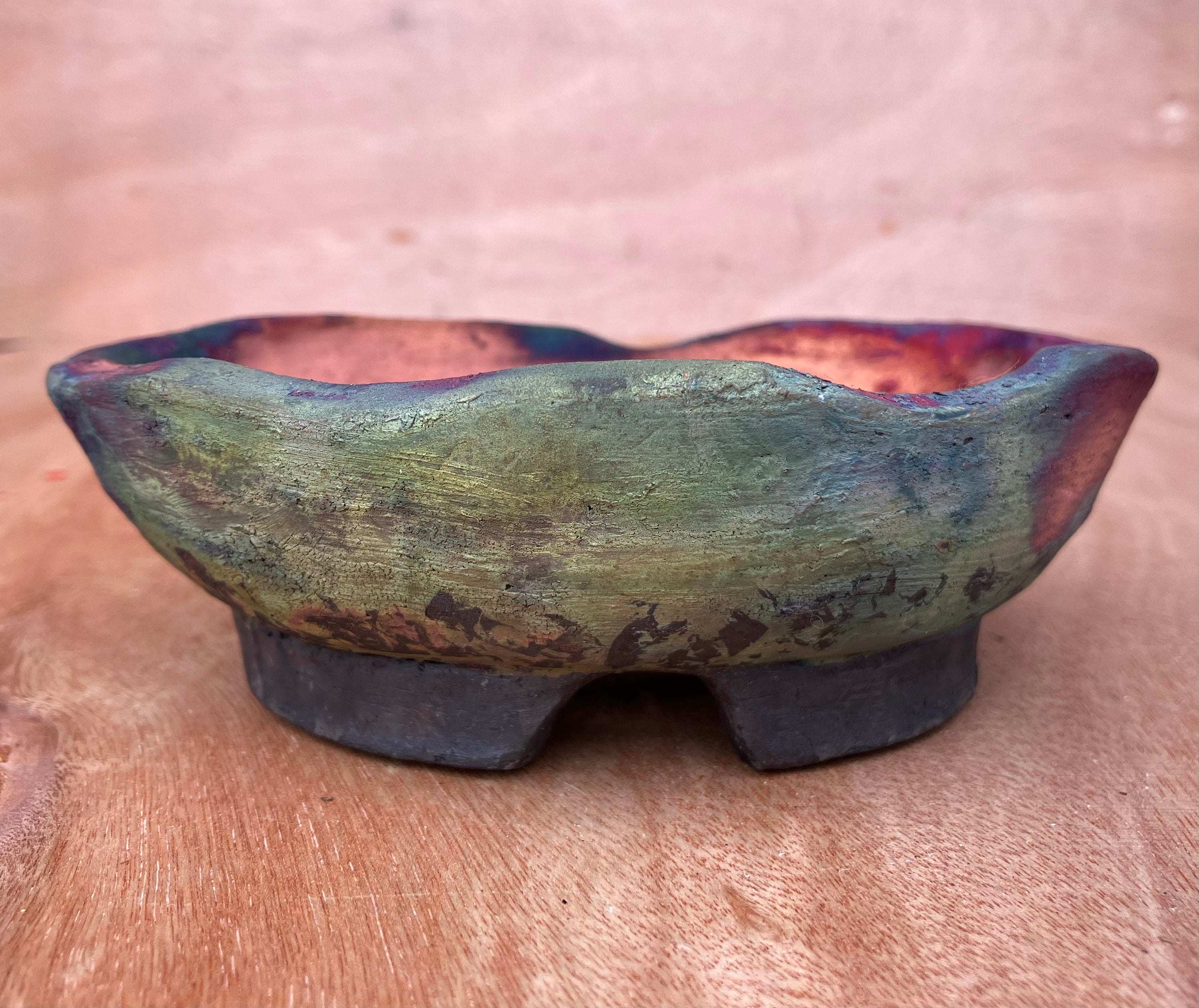 Hand-made Raku Bonsai Pot Raku Bonsai Pot Coppermatte Bonsai Pot naked ...