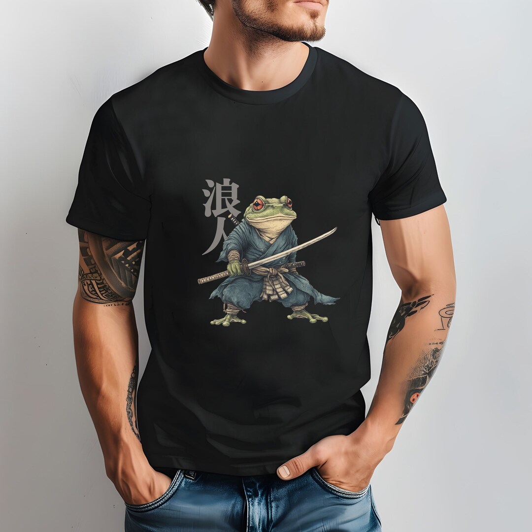 Vintage Frog Ronin Shirt Japanese Wandering Warrior Graphic Tee, Retro ...