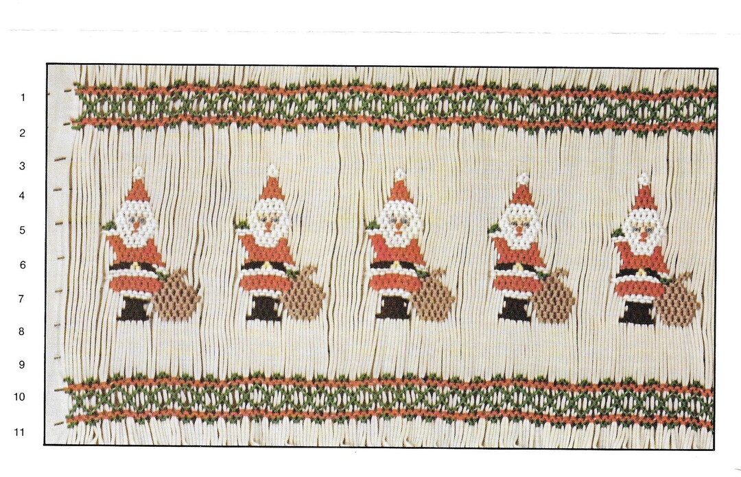 Smocking Plates Christmas 2ct "santa With a Pack" by Mollie Jane Taylor ...