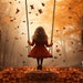 Fall Forest Swing Digital Backdrop With Falling Leaves, Autumn Digital ...