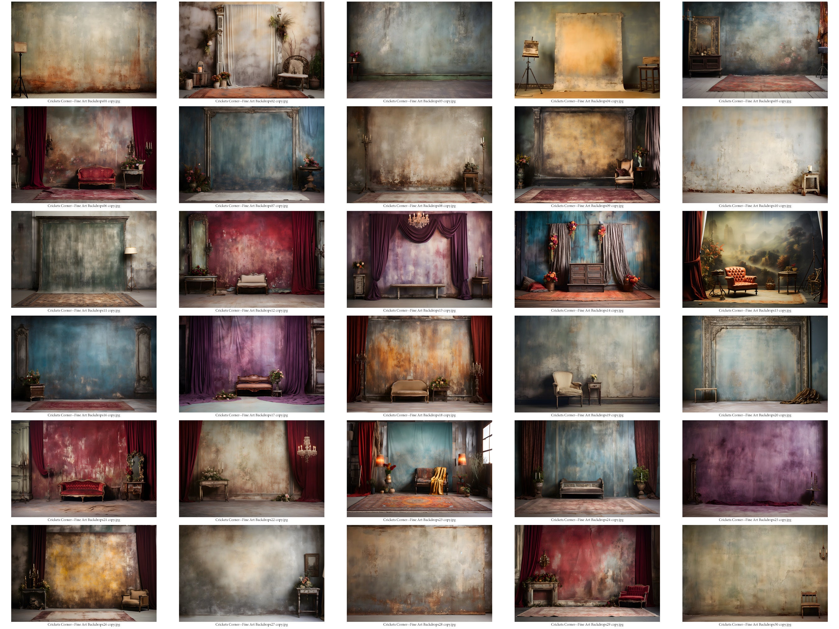 40 Fine Art Retro Studio Digital Backdrops, Photography Studio Retro ...