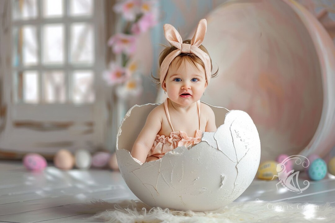 Easter Egg Digital Background, Layered Photoshop PSD File, Easter ...