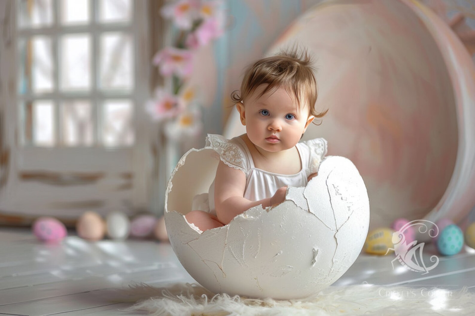 Easter Egg Digital Background, Layered Photoshop PSD File, Easter ...