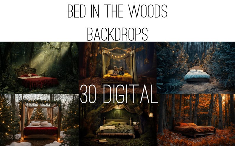 30 Bed in the Woods Digital Backdrops, Photography Backgrounds, Photo ...