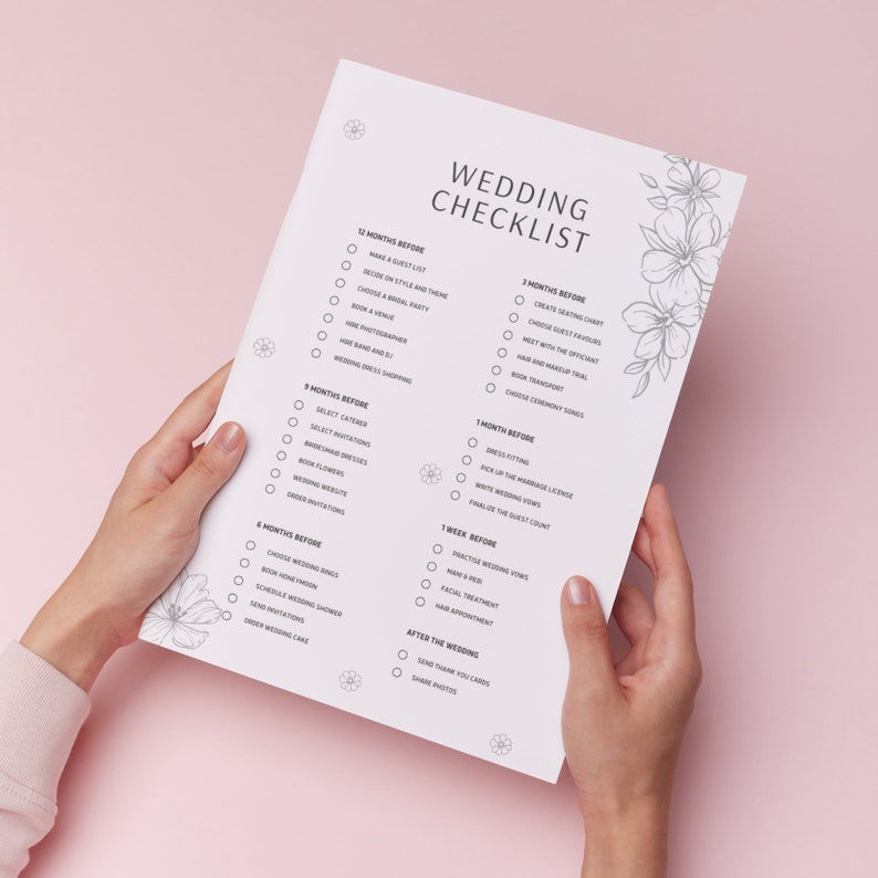 Editable Floral and White Themed Wedding Checklist - Etsy