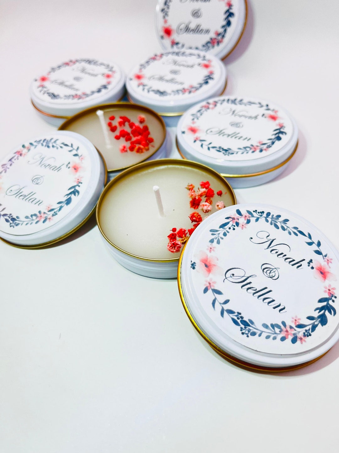 Candle Party Favors, Personalized Pearl Powder Candle, Bulk Wedding ...