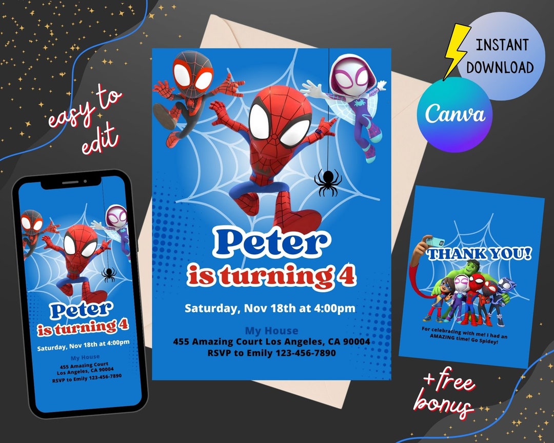 Spidey Invite, Spidey and His Amazing Friends Birthday Invitation ...