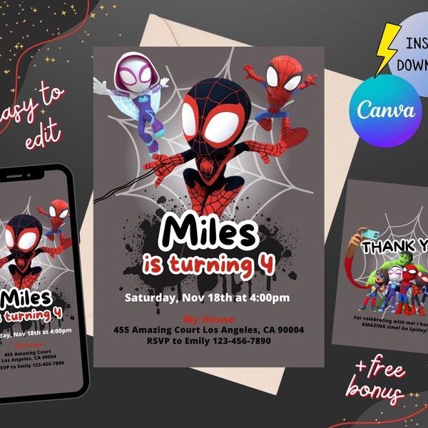 Spidey Spin Birthday Invitation - Etsy