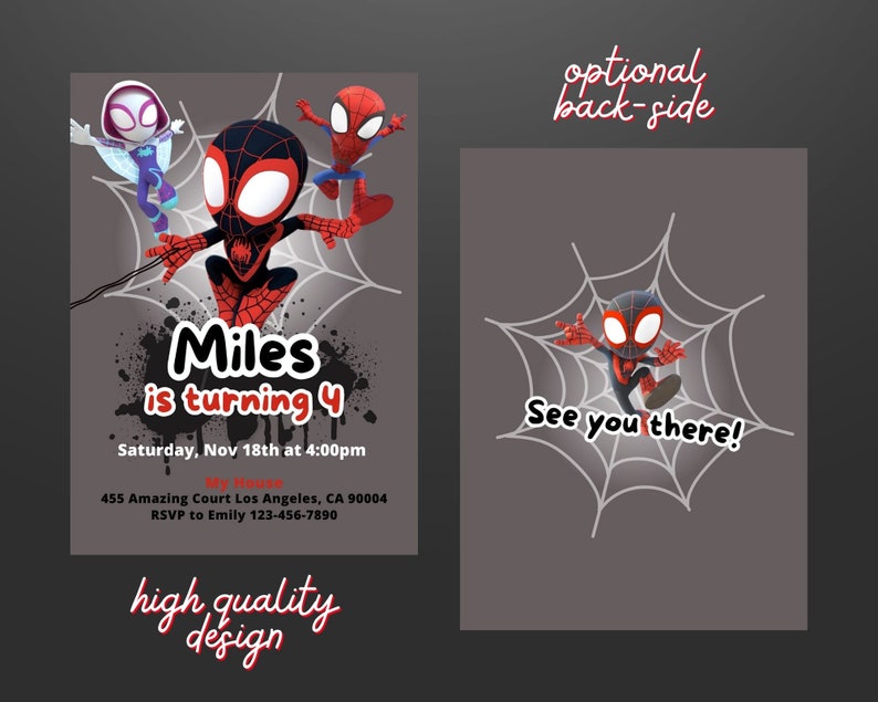 Spin Birthday Invitation, Spidey and His Amazing Friends Invite, Spin ...