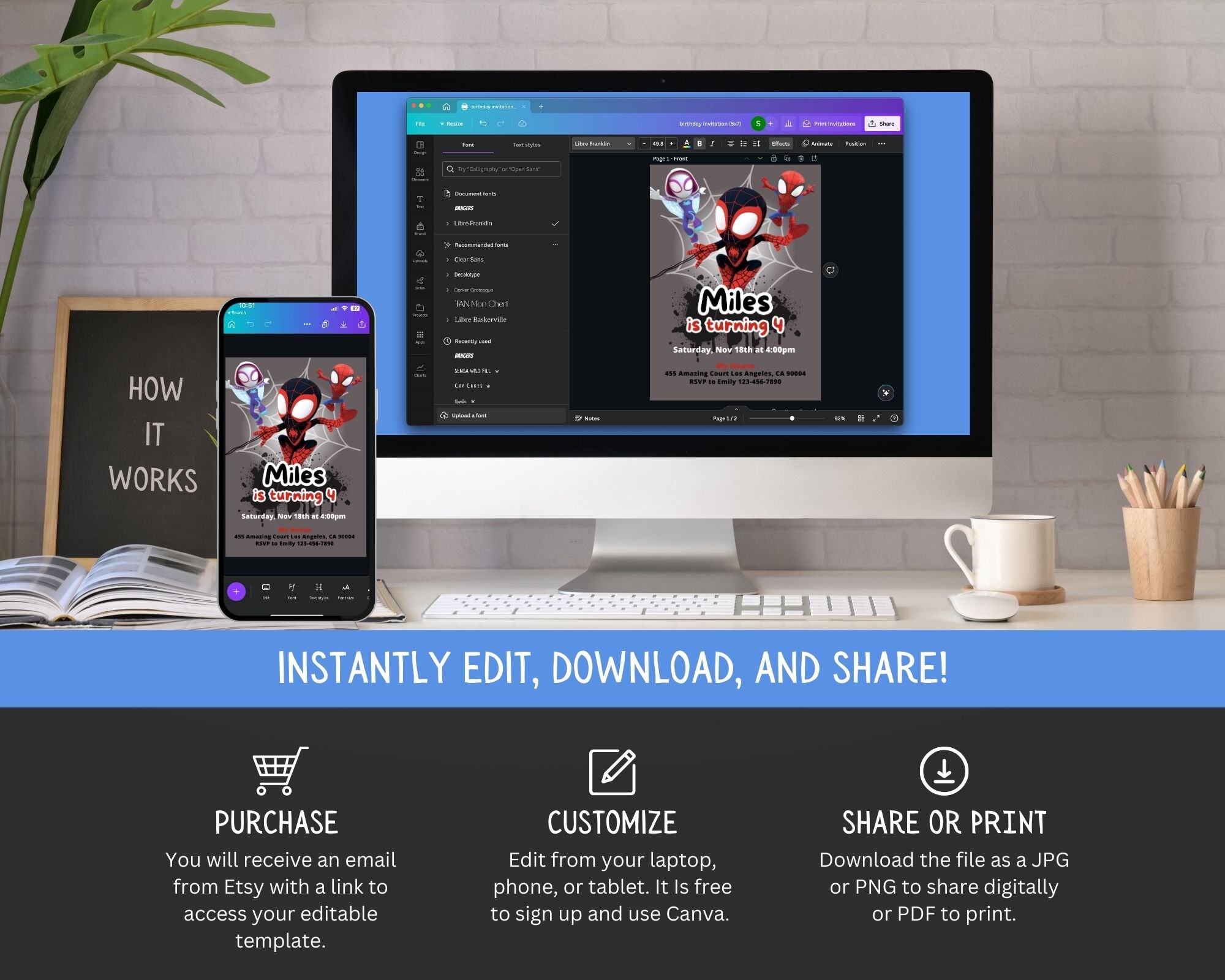 Spin Birthday Invitation, Spidey and His Amazing Friends Invite, Spin ...