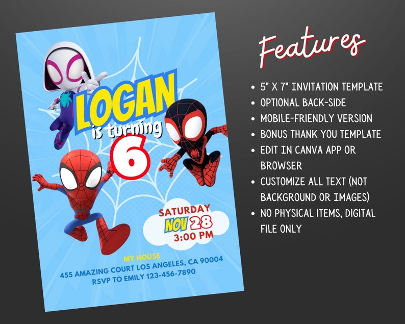 Spidey Invite Spidey and His Amazing Friends Birthday - Etsy