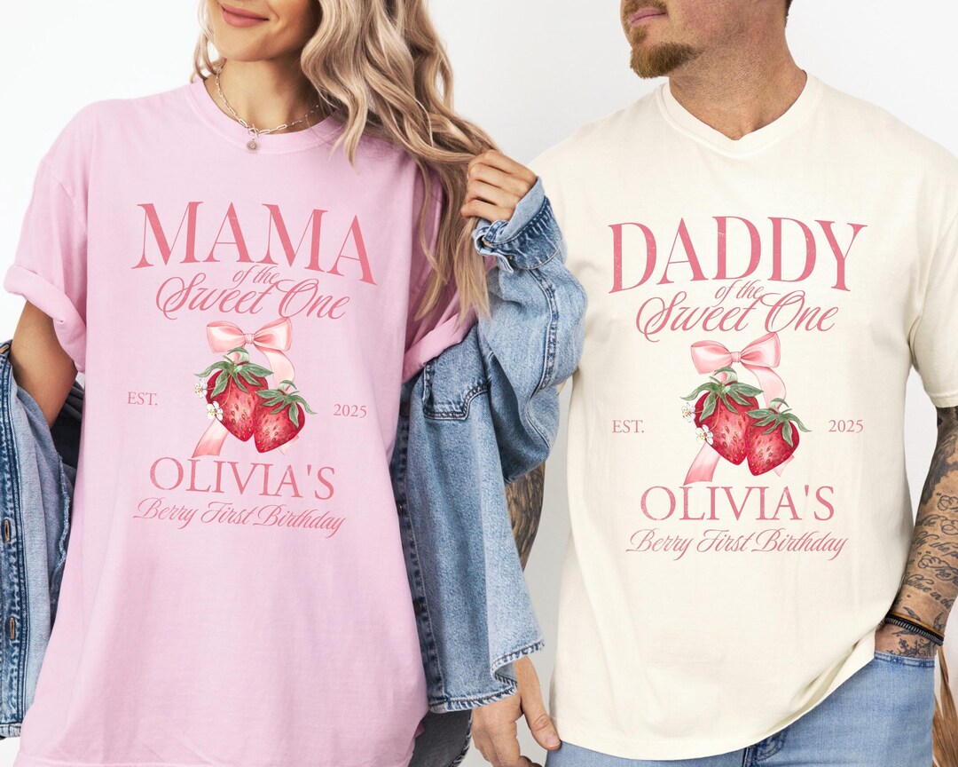 Berry First Birthday Family Matching Shirts Sweet One Strawberry Theme ...