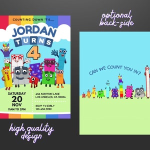 Number Blocks Invite, Numberblocks Printable Birthday Party Invitation ...