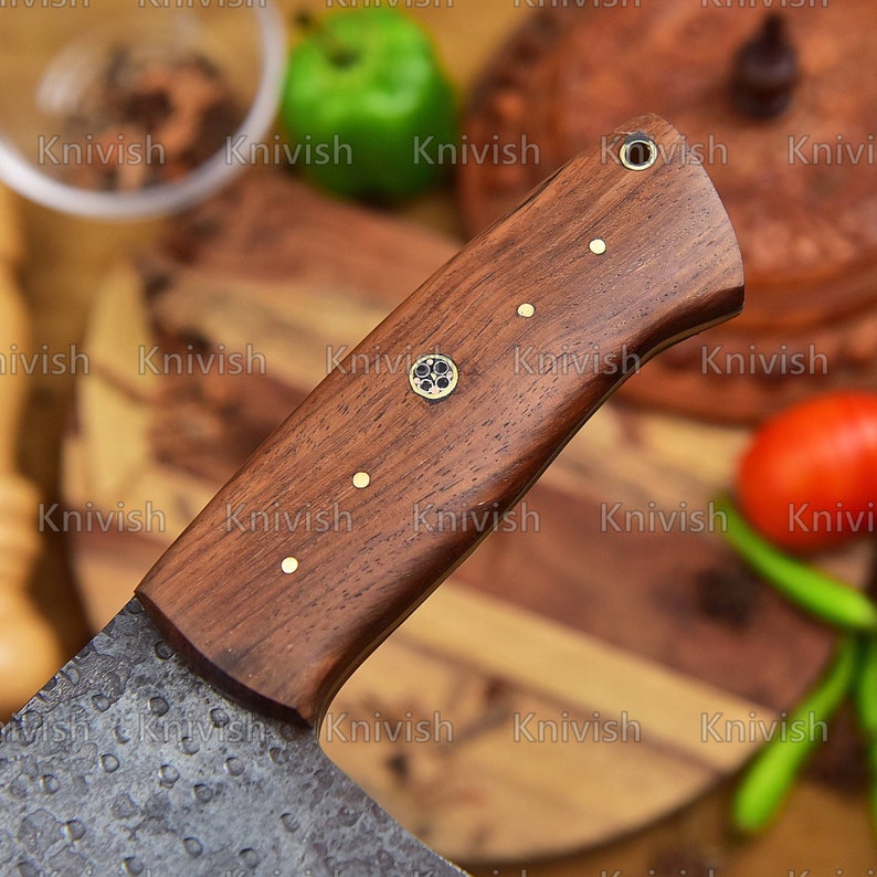 Cleaver Knife Full Tang Hand Forged Serbian Style Wood Handle BBQ Meat ...